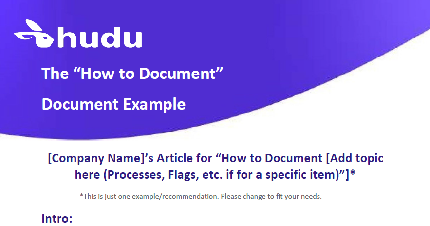 "How to Document" Document